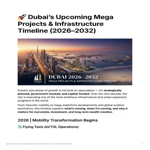 Dubai’s Upcoming Mega Projects & Infrastructure Timeline (2026–2032 ...