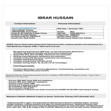 Ibrar Hussain CV | PDF