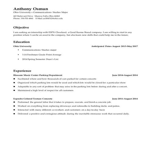 ESPN CLEVELAND RESUME | DOCX