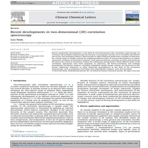 recent developments in 2d spectroscopy noda | PDF