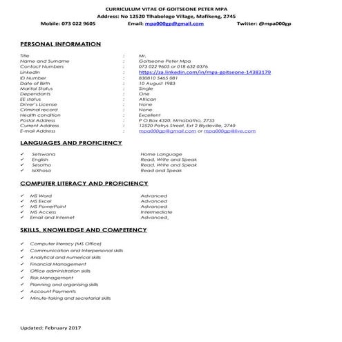 Goitseone Mpa CV4 | PDF