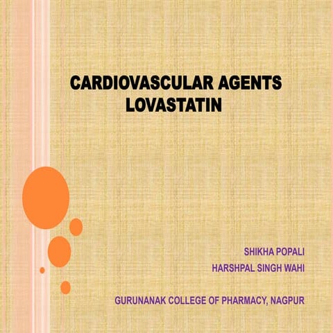 CARDIOVASCULAR AGENTS / CLASSFICATION / MOA/ APPICATIONS | PPTX