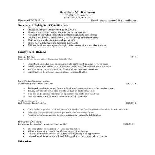 Steve Redman Resume 2 | DOCX