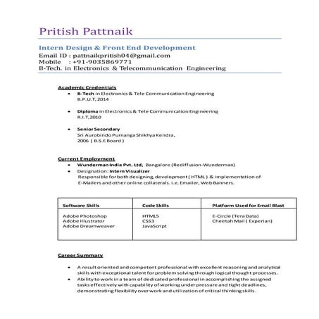 Pritish Resume | PDF