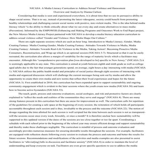 NJCASA A Media Literacy Curriculum to Address Sexual Violence and ...