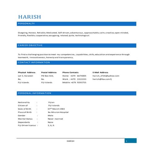 CV harish | DOCX
