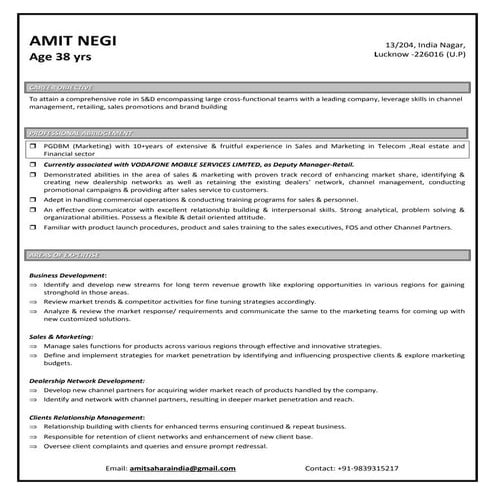 Amit vodafone latest CV | DOC