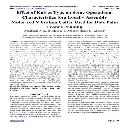 Effect of Knives Type on Some Operational Characteristics fora Locally Assembly Motorized ...