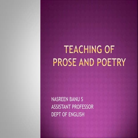 Teaching of poetry and prose at High school.pptx | Homework and Study ...