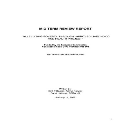 Final report mid term review SMART project Madagascar | PDF