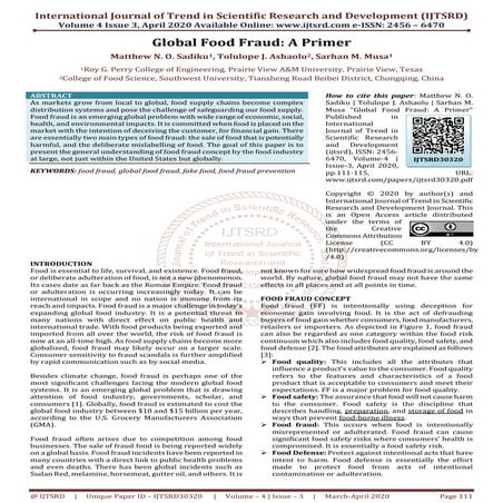 Food Fraud - Threats & Impacts | PDF