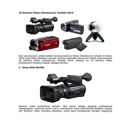 19 Kamera Video (Handycam) Terbaik 2019 | PDF