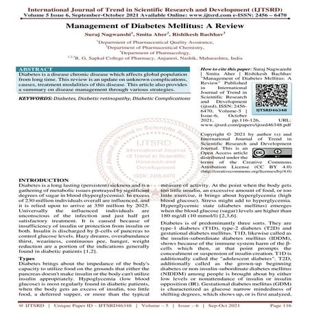 Management of Diabetes Mellitus A Review | PDF