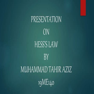 Hess's Law With Importance and Application | PPTX