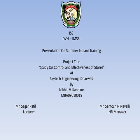 Presentation On Summer In-Plant Training.pptx