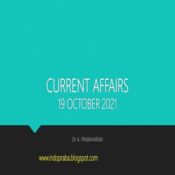 19 october 2021 current affairs | PPT