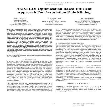 AMSFLO: Optimization Based Efficient Approach for Association Rule ...