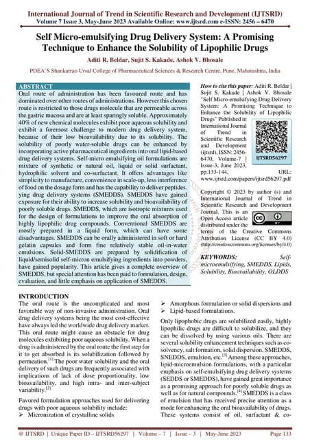 Self Micro Emulsifying Drug Delivery System Smedds Pptx