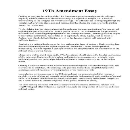 19th Amendment Essay Pdf