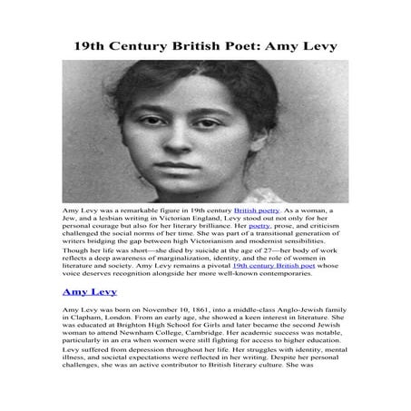 19th Century British Poet Amy Levy .docx