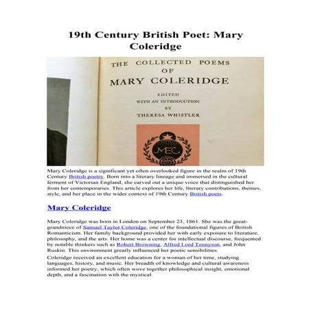 19th Century British Poet Mary Coleridge.docx