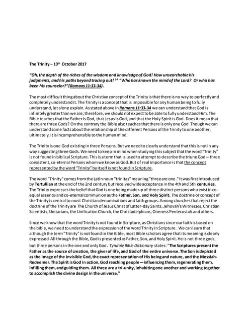 Understanding the Holy Trinity | PPT