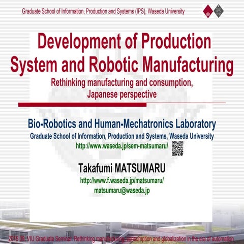 Development of Production System and Robotic Manufacturing. | PPT
