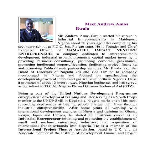 Meet Andrew Bwala | DOC