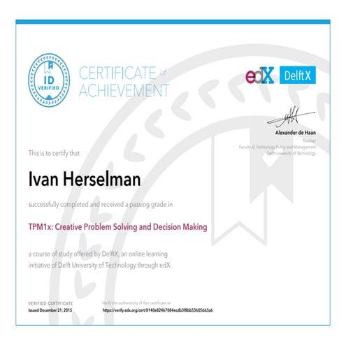 Certificate delft TU | PDF
