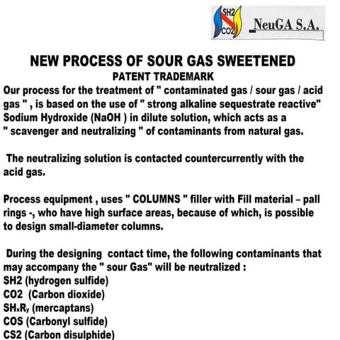 ENGLISH PRESENTATION OF THE NEW PROCESS FOR SOUR GAS TREATMENT | PPT