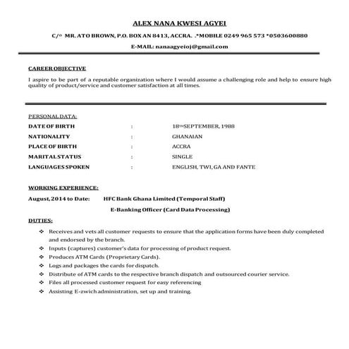 ALEX AGYEI CV | DOCX