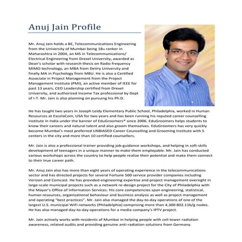 Anuj Jain Profile - 2015 | PDF