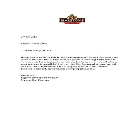 Rob Cairns Reference (1) marstons | PDF