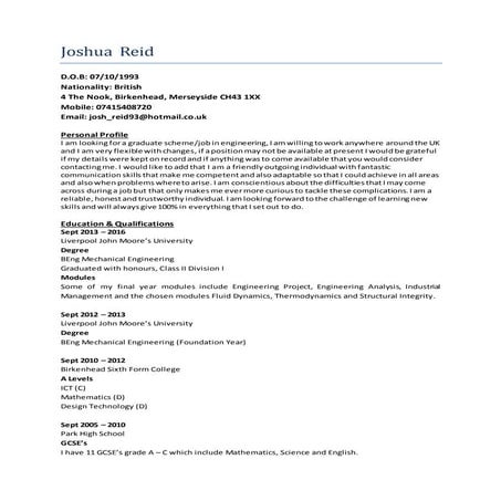 CV Josh Reid | PDF