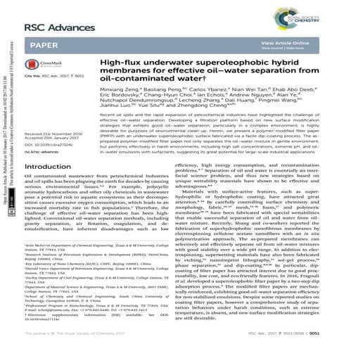 Oil-Water Separation Chemistry Using Polyelectrolyte | PDF