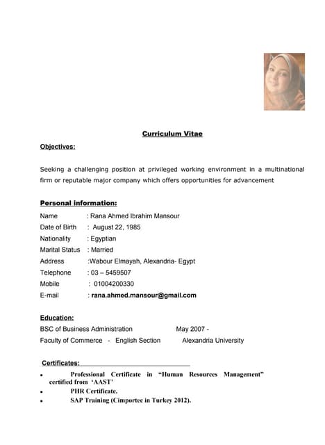 Radwa's cv | PDF