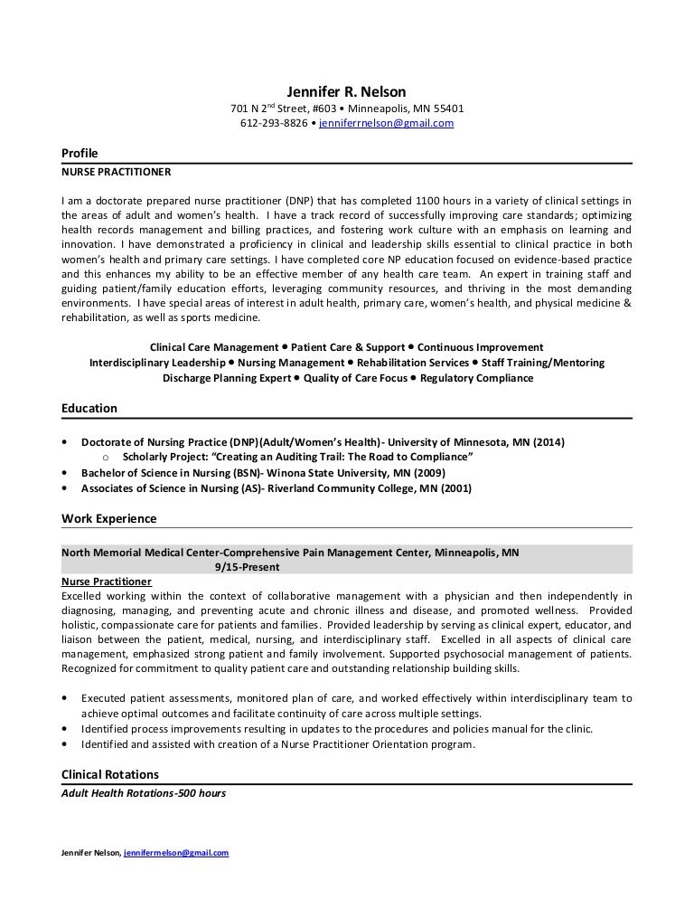 J Nelson Adult NP CV 1.2016