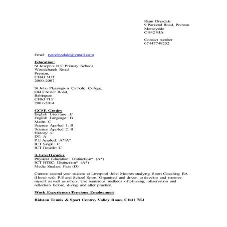 Ryan Drysdale CV | DOCX