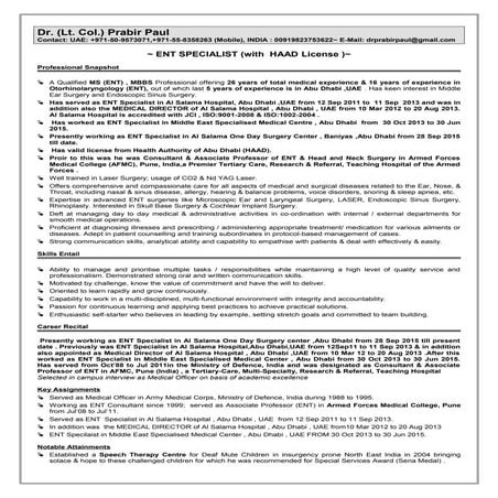 CV - Dr(Lt Col) P Paul | DOC