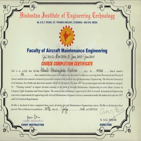 AME course Certificate | PDF