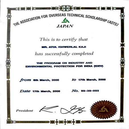 Certificate - AOTS Training | PDF