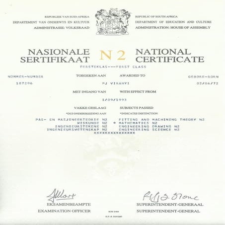 N2 Certificate | PDF