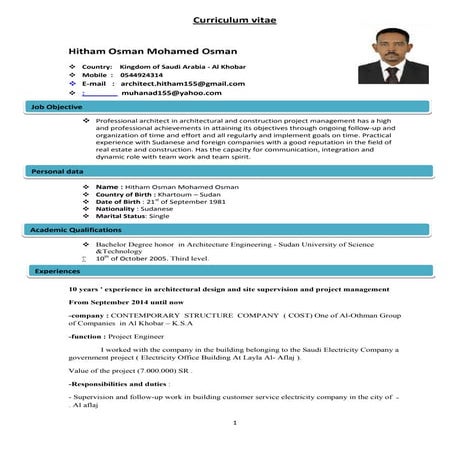 Curriculum vitae Hitham Osman update | PDF