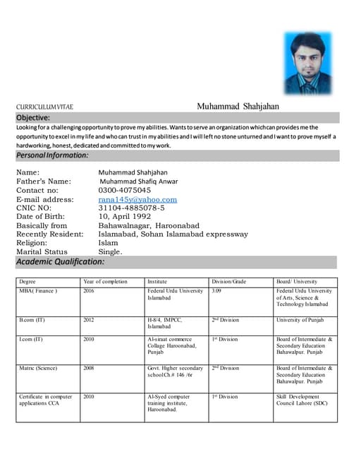 Muhammad Shahzad CV | PDF