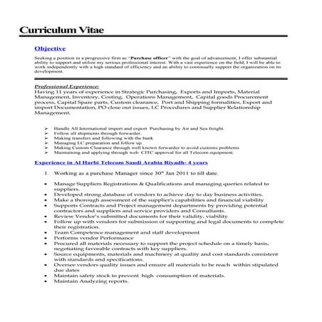 PURCHASING MANAGER - CV - WORD | DOC