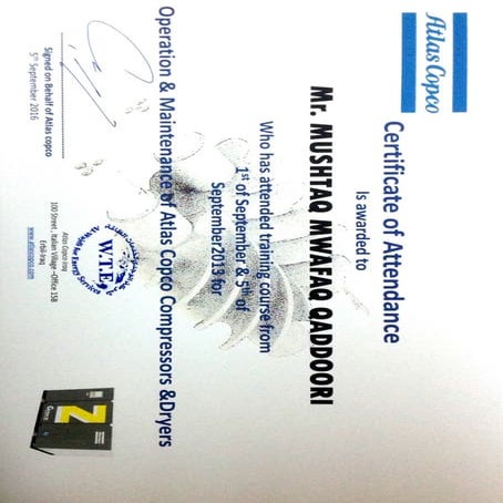 certificate ( Atlas copco) (1) | PDF