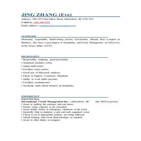 resume-Jing Zhang 2016 | DOCX