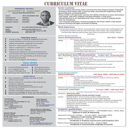 SALES REP CV Only | PDF | Sales | Business