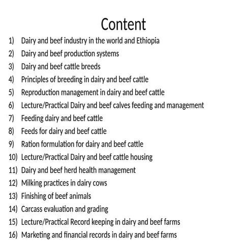 dairy and beef cattle production module 1 | PPTX