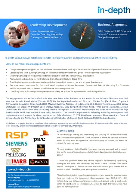 In-depth consulting services pvt ltd